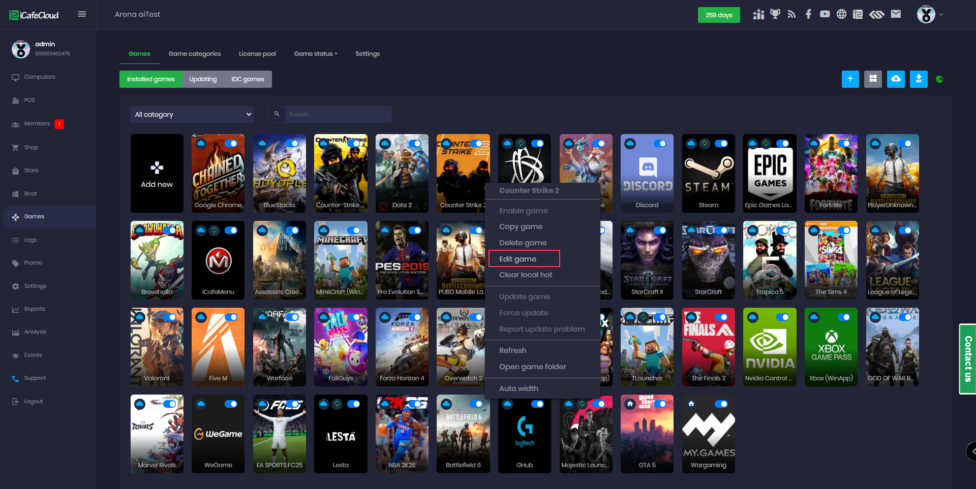 iCafeCloud wiki - Reset admin password